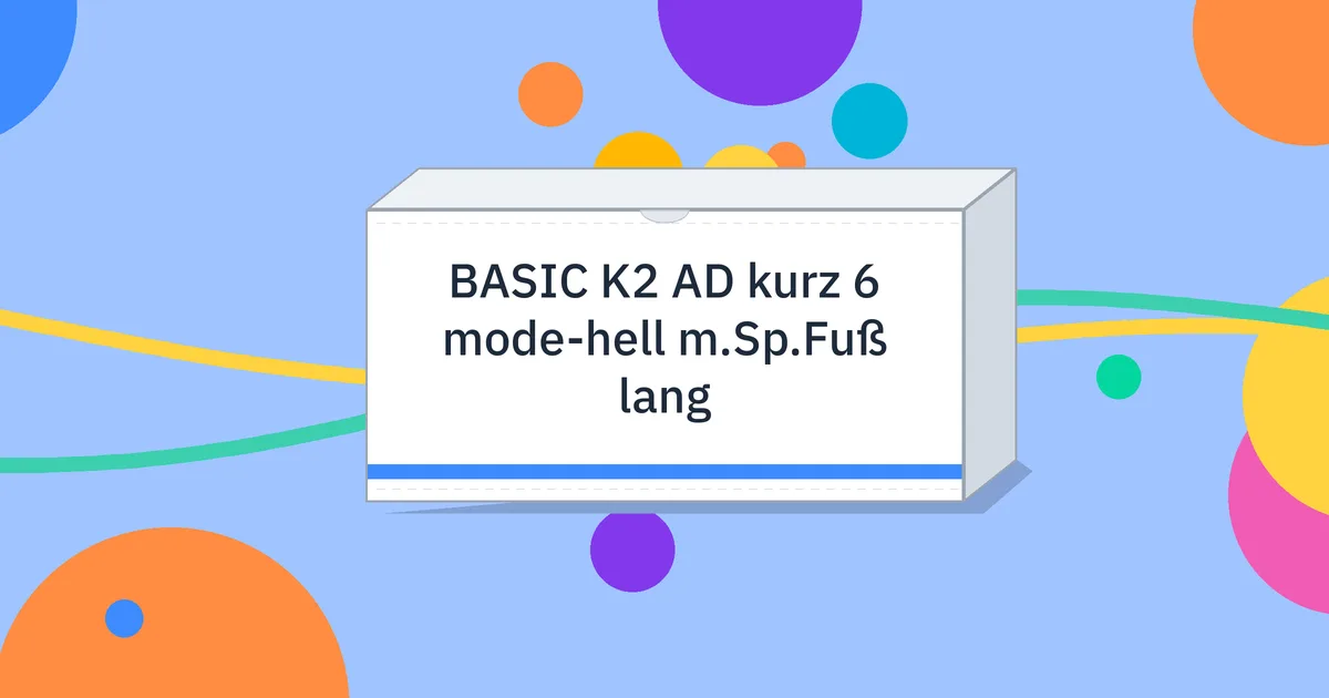Symbolbild: Packung mit der Aufschrift BASIC K2 AD kurz 6 mode-hell m.Sp.Fuß lang (PZN 20265806) – Verfügbarkeit und Bezug in Apotheken in Frankfurt am Main