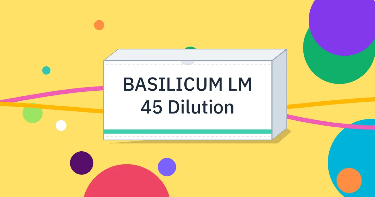 Symbolbild: Packung mit der Aufschrift BASILICUM LM 45 Dilution (PZN 12790970) – Verfügbarkeit und Bezug in Apotheken in Frankfurt am Main