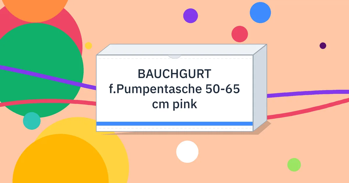Symbolbild: Packung mit der Aufschrift BAUCHGURT f.Pumpentasche 50-65 cm pink (PZN 16510341) – Verfügbarkeit und Bezug in Apotheken in Frankfurt am Main