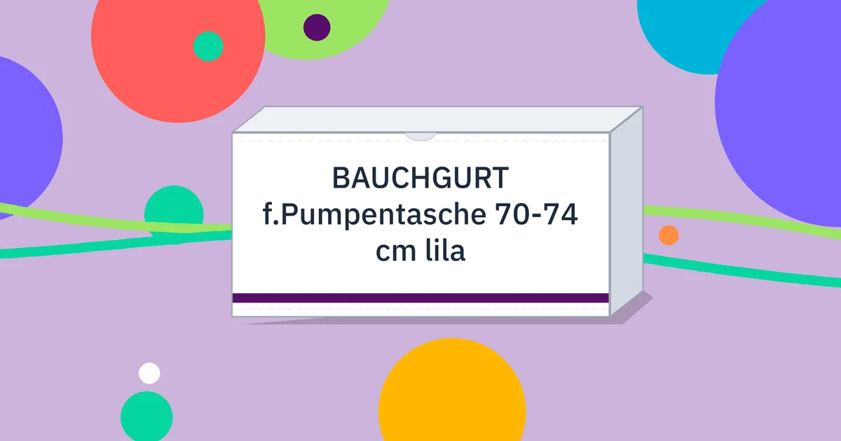Symbolbild: Packung mit der Aufschrift BAUCHGURT f.Pumpentasche 70-74 cm lila (PZN 11552524) – Verfügbarkeit und Bezug in Apotheken in Frankfurt am Main