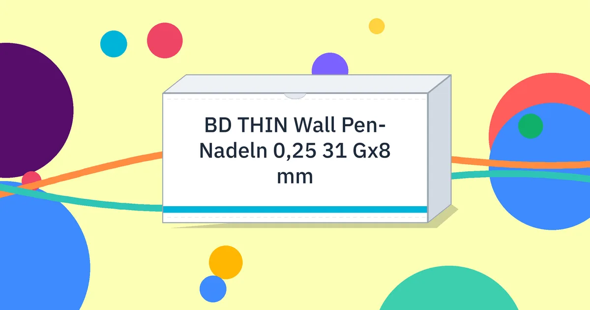 Symbolbild: Packung mit der Aufschrift BD THIN Wall Pen-Nadeln 0,25 31 Gx8 mm (PZN 19754316) – Verfügbarkeit und Bezug in Apotheken in Frankfurt am Main