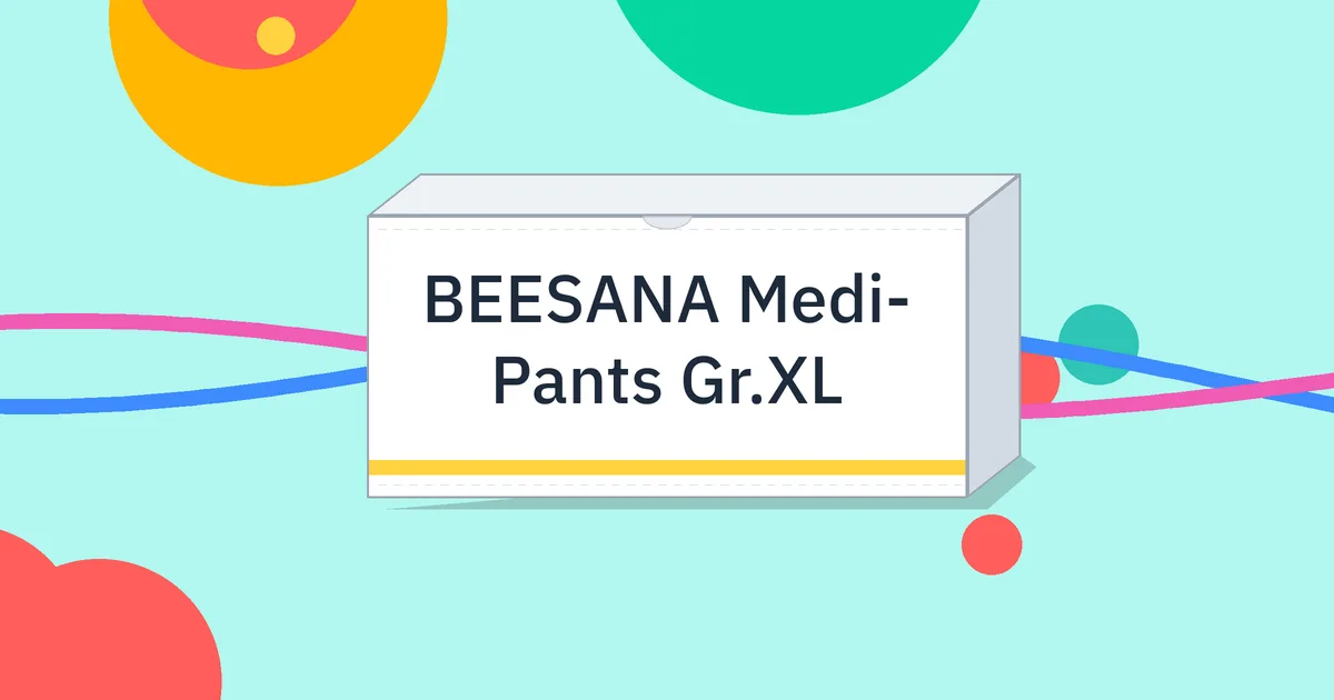 Symbolbild: Packung mit der Aufschrift BEESANA Medi-Pants Gr.XL (PZN 11141749) – Verfügbarkeit und Bezug in Apotheken in Frankfurt am Main