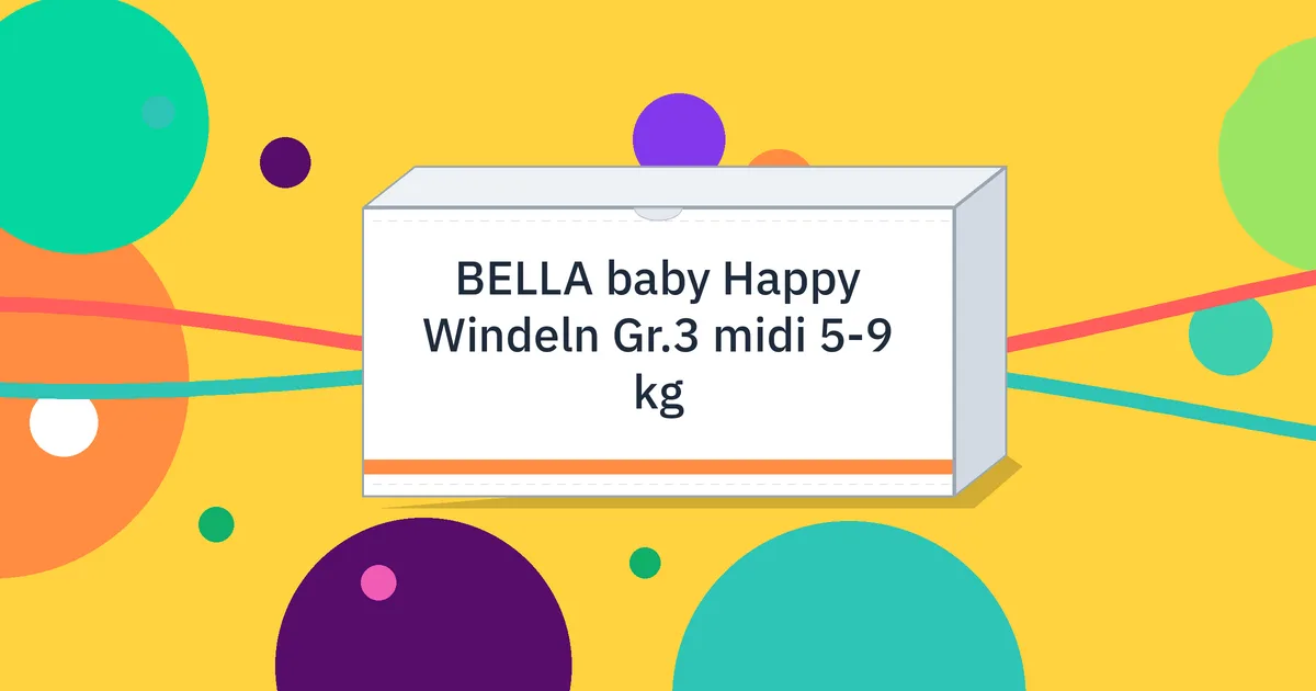 Symbolbild: Packung mit der Aufschrift BELLA baby Happy Windeln Gr.3 midi 5-9 kg (PZN 18815984) – Verfügbarkeit und Bezug in Apotheken in Frankfurt am Main
