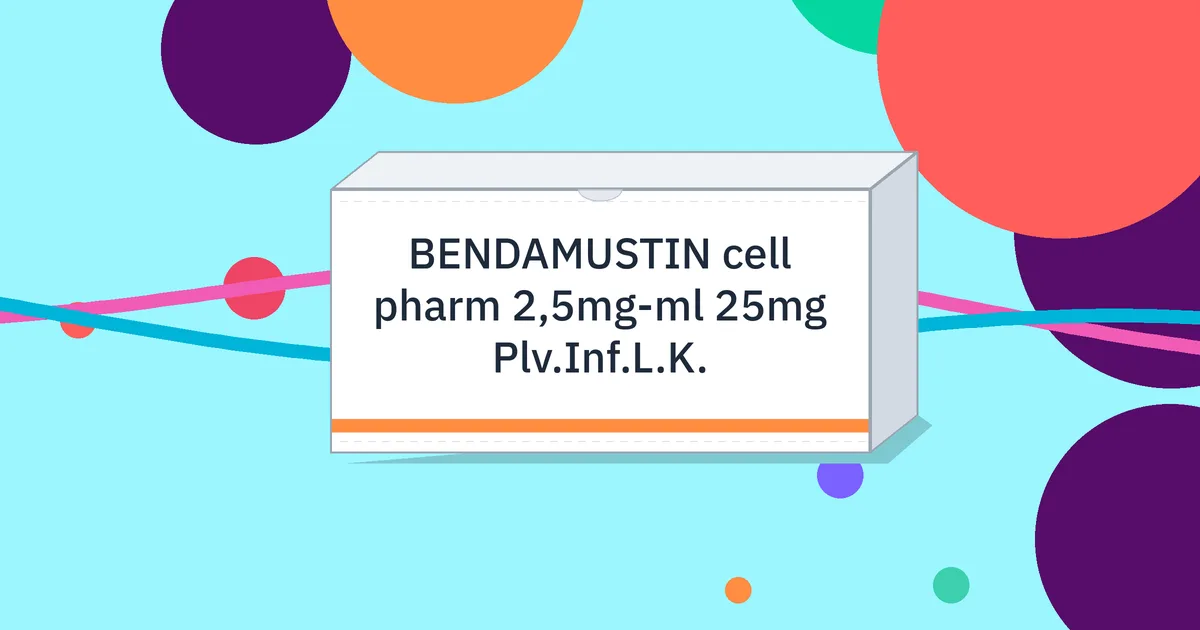 Symbolbild: Packung mit der Aufschrift BENDAMUSTIN cell pharm 2,5mg-ml 25mg Plv.Inf.L.K. (PZN 11510655) – Verfügbarkeit und Bezug in Apotheken in Frankfurt am Main