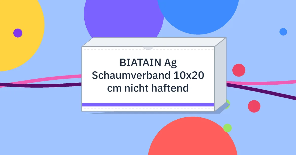 Symbolbild: Packung mit der Aufschrift BIATAIN Ag Schaumverband 10x20 cm nicht haftend (PZN 11381353) – Verfügbarkeit und Bezug in Apotheken in Frankfurt am Main