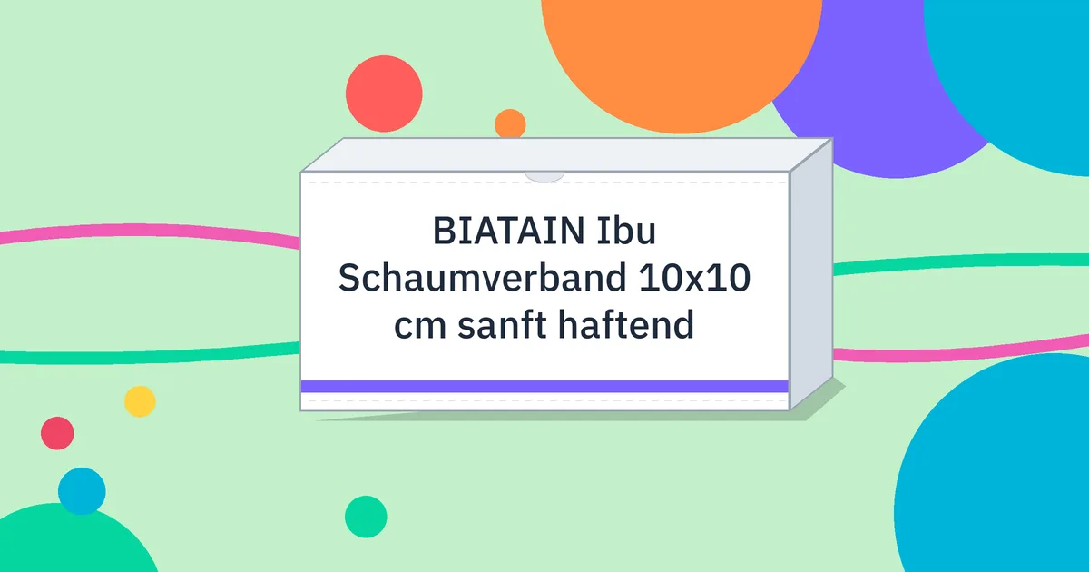 Symbolbild: Packung mit der Aufschrift BIATAIN Ibu Schaumverband 10x10 cm sanft haftend (PZN 19223470) – Verfügbarkeit und Bezug in Apotheken in Frankfurt am Main