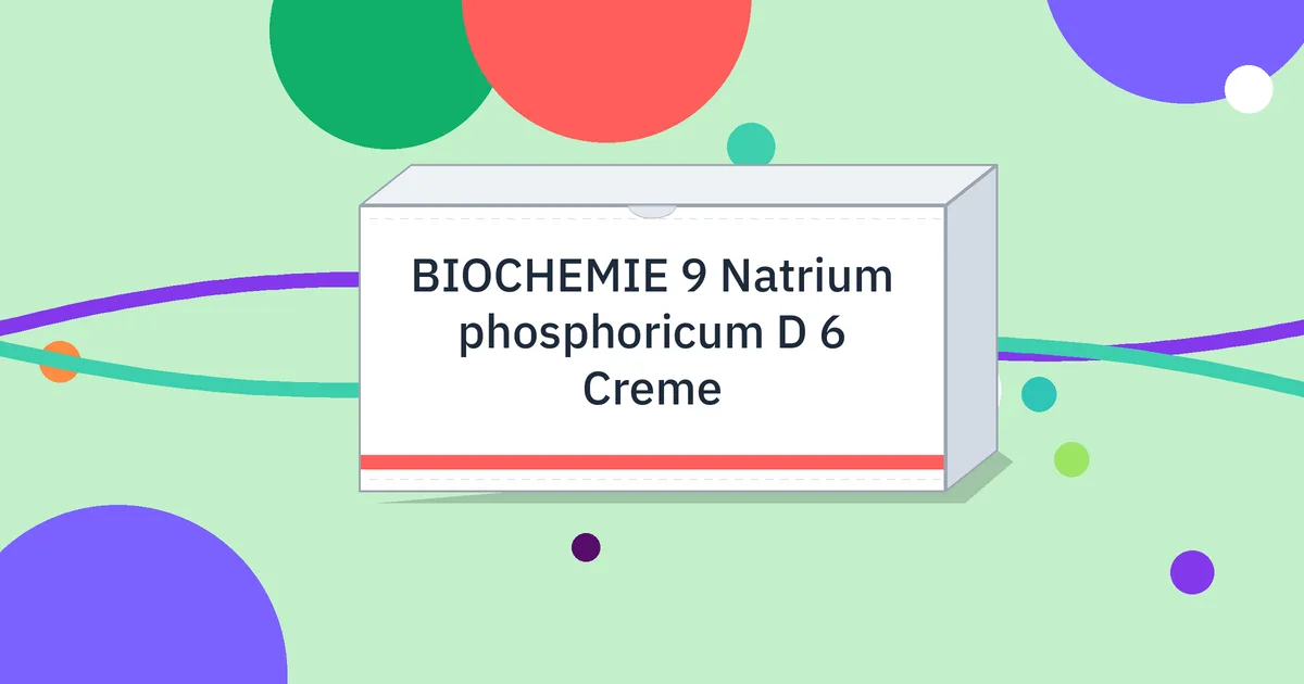 Symbolbild: Packung mit der Aufschrift BIOCHEMIE 9 Natrium phosphoricum D 6 Creme (PZN 04535287) – Verfügbarkeit und Bezug in Apotheken in Frankfurt am Main