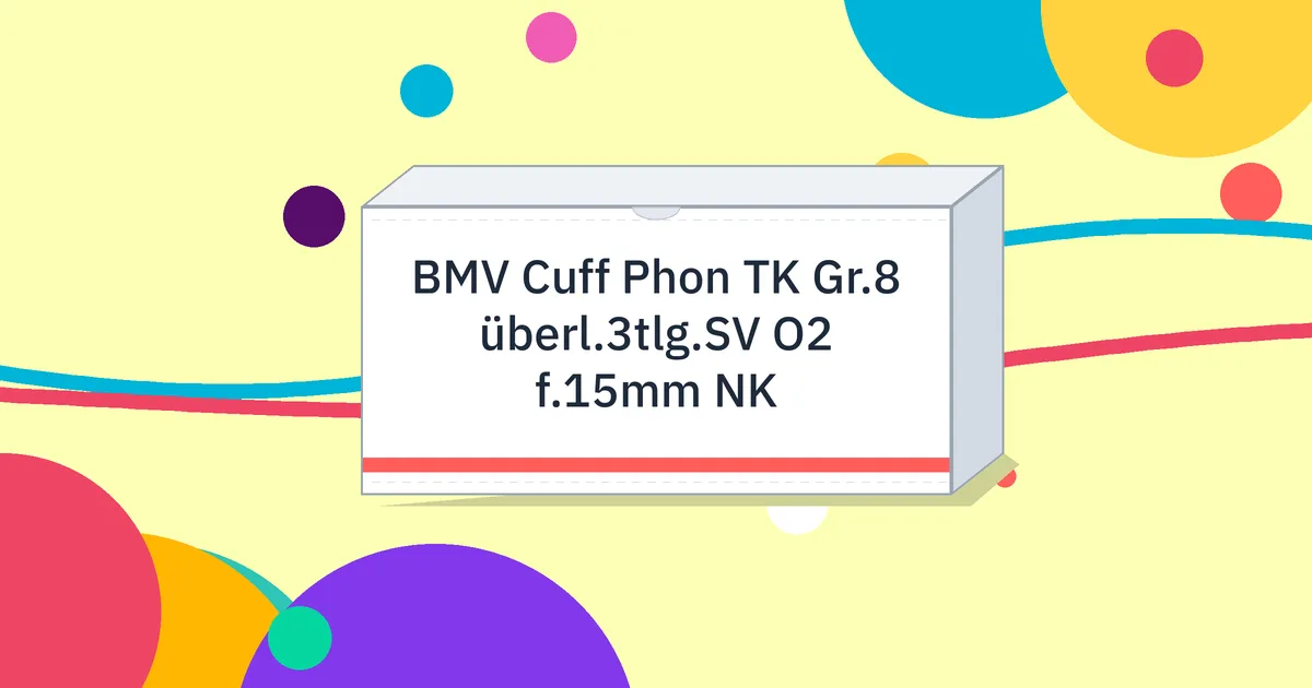 Symbolbild: Packung mit der Aufschrift BMV Cuff Phon TK Gr.8 überl.3tlg.SV O2 f.15mm NK (PZN 18383941) – Verfügbarkeit und Bezug in Apotheken in Frankfurt am Main