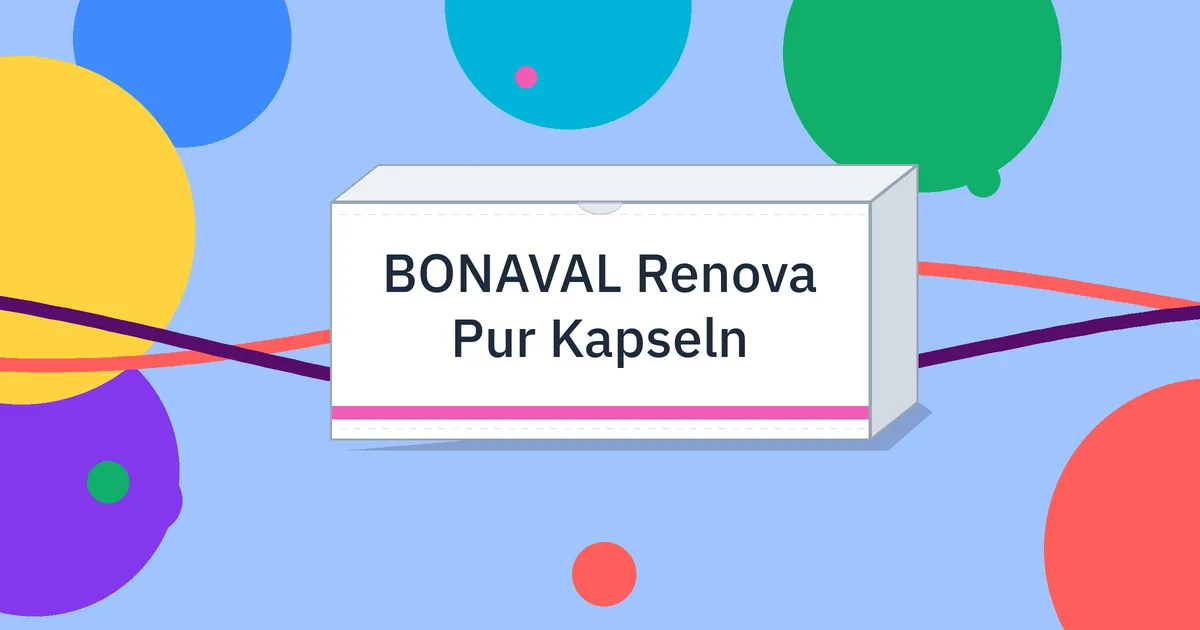 Symbolbild: Packung mit der Aufschrift BONAVAL Renova Pur Kapseln (PZN 18831888) – Verfügbarkeit und Bezug in Apotheken in Frankfurt am Main