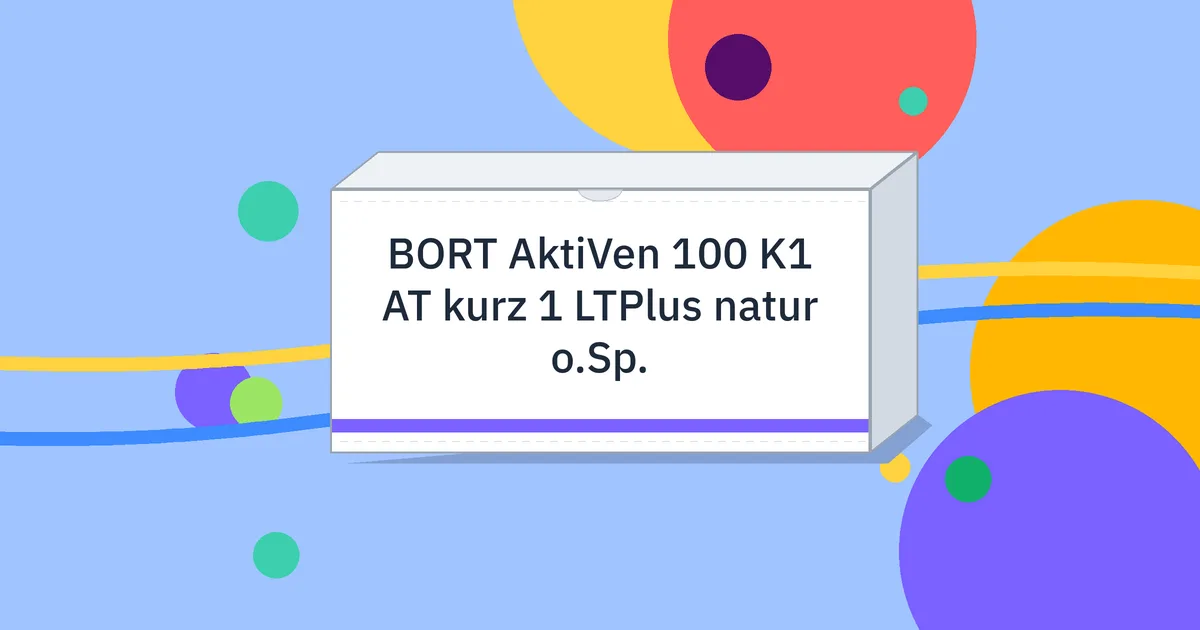 Symbolbild: Packung mit der Aufschrift BORT AktiVen 100 K1 AT kurz 1 LTPlus natur o.Sp. (PZN 18175421) – Verfügbarkeit und Bezug in Apotheken in Frankfurt am Main