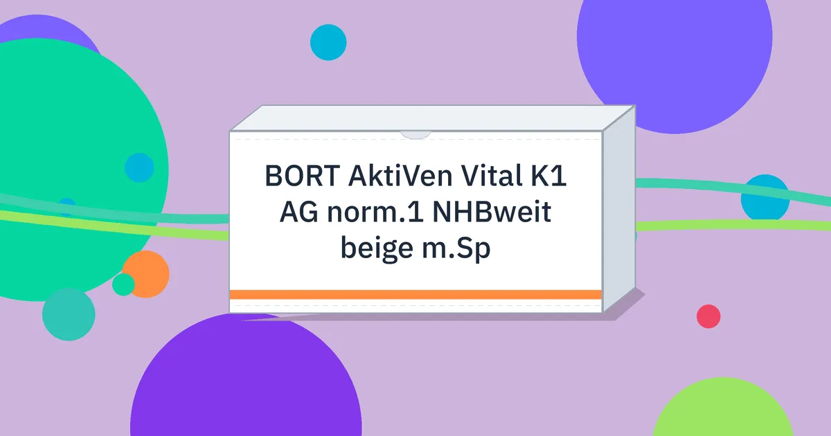 Symbolbild: Packung mit der Aufschrift BORT AktiVen Vital K1 AG norm.1 NHBweit beige m.Sp (PZN 13731225) – Verfügbarkeit und Bezug in Apotheken in Frankfurt am Main