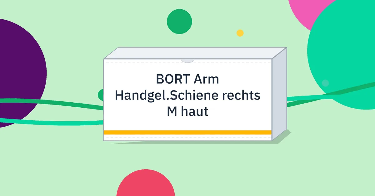 Symbolbild: Packung mit der Aufschrift BORT Arm Handgel.Schiene rechts M haut (PZN 03808814) – Verfügbarkeit und Bezug in Apotheken in Frankfurt am Main