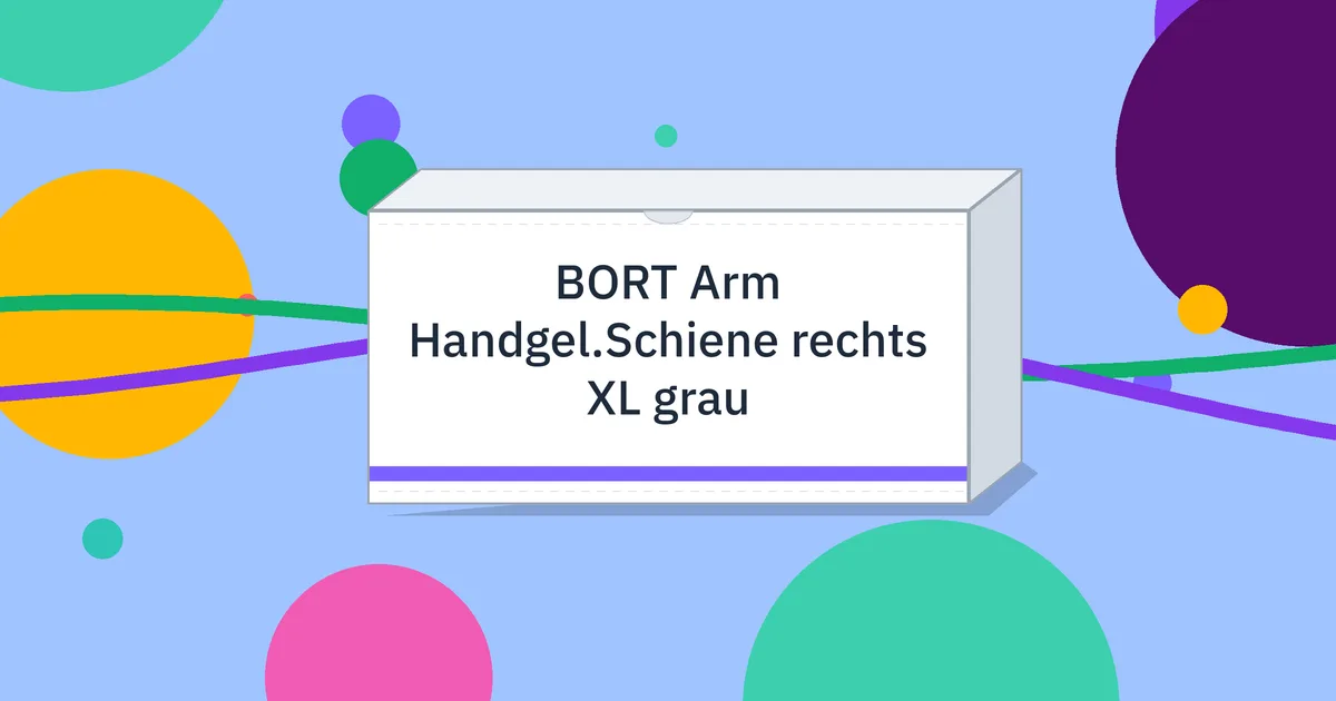 Symbolbild: Packung mit der Aufschrift BORT Arm Handgel.Schiene rechts XL grau (PZN 17843369) – Verfügbarkeit und Bezug in Apotheken in Frankfurt am Main