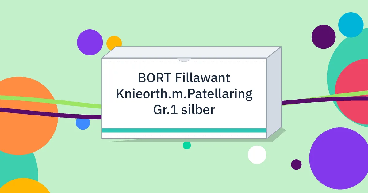 Symbolbild: Packung mit der Aufschrift BORT Fillawant Knieorth.m.Patellaring Gr.1 silber (PZN 16843657) – Verfügbarkeit und Bezug in Apotheken in Frankfurt am Main
