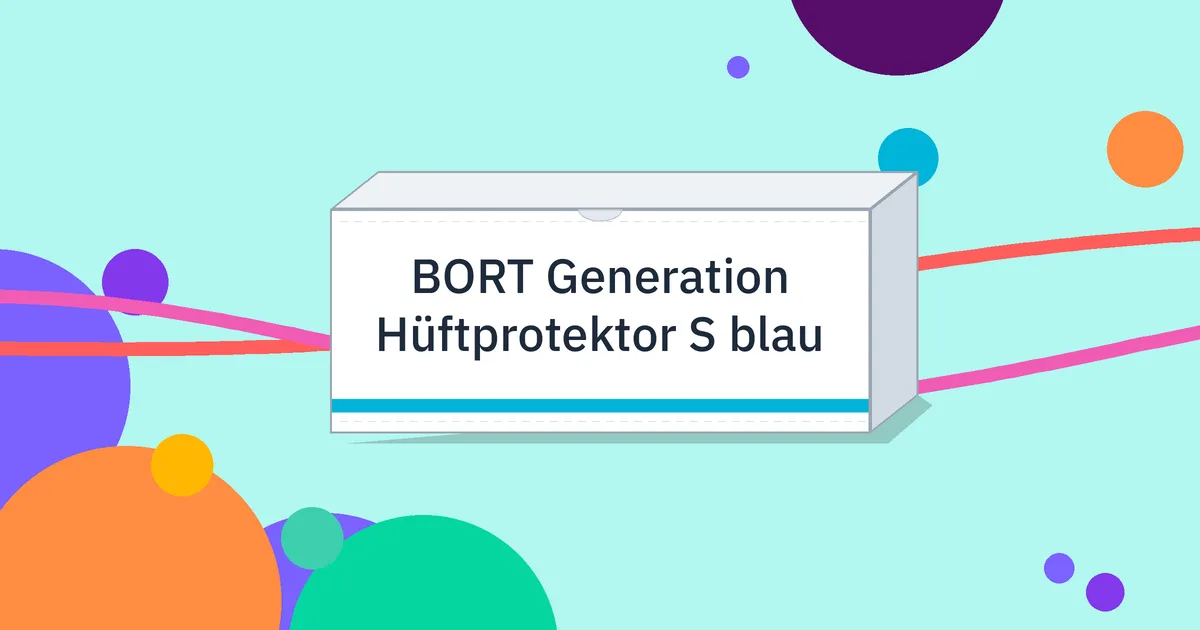 Symbolbild: Packung mit der Aufschrift BORT Generation Hüftprotektor S blau (PZN 11581572) – Verfügbarkeit und Bezug in Apotheken in Frankfurt am Main