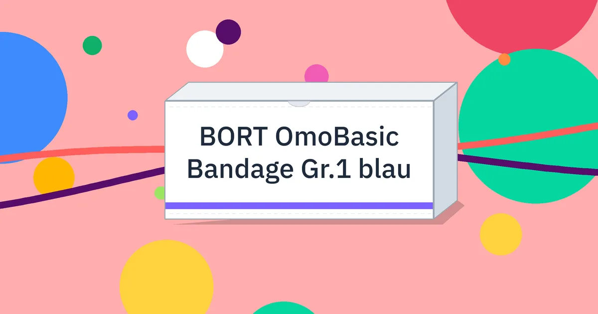 Symbolbild: Packung mit der Aufschrift BORT OmoBasic Bandage Gr.1 blau (PZN 06085032) – Verfügbarkeit und Bezug in Apotheken in Frankfurt am Main