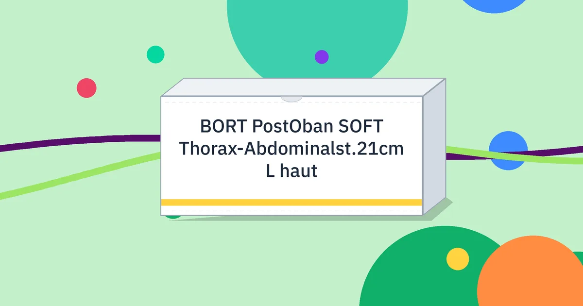 Symbolbild: Packung mit der Aufschrift BORT PostOban SOFT Thorax-Abdominalst.21cm L haut (PZN 11583737) – Verfügbarkeit und Bezug in Apotheken in Frankfurt am Main