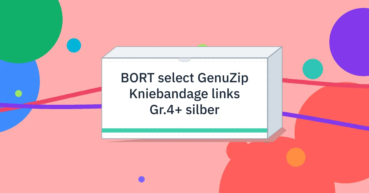 Symbolbild: Packung mit der Aufschrift BORT select GenuZip Kniebandage links Gr.4+ silber (PZN 16844036) – Verfügbarkeit und Bezug in Apotheken in Frankfurt am Main