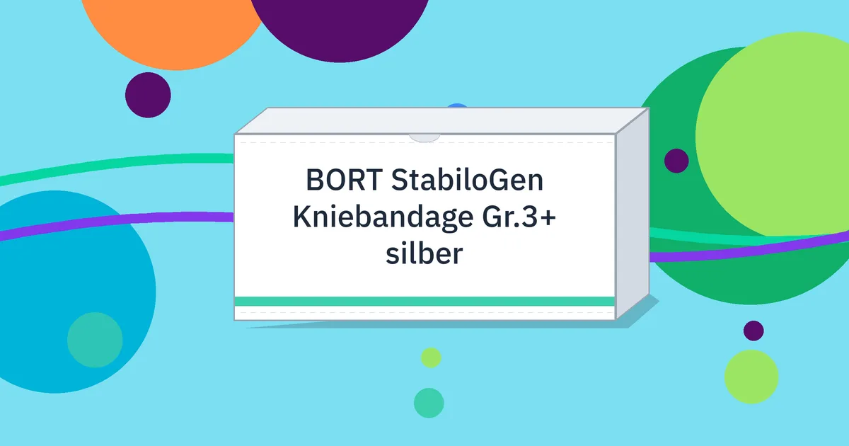 Symbolbild: Packung mit der Aufschrift BORT StabiloGen Kniebandage Gr.3+ silber (PZN 16846101) – Verfügbarkeit und Bezug in Apotheken in Frankfurt am Main