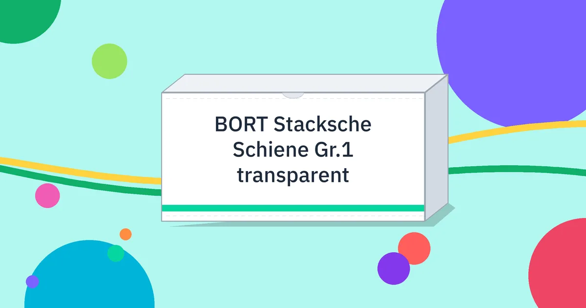 Symbolbild: Packung mit der Aufschrift BORT Stacksche Schiene Gr.1 transparent (PZN 02815350) – Verfügbarkeit und Bezug in Apotheken in Frankfurt am Main