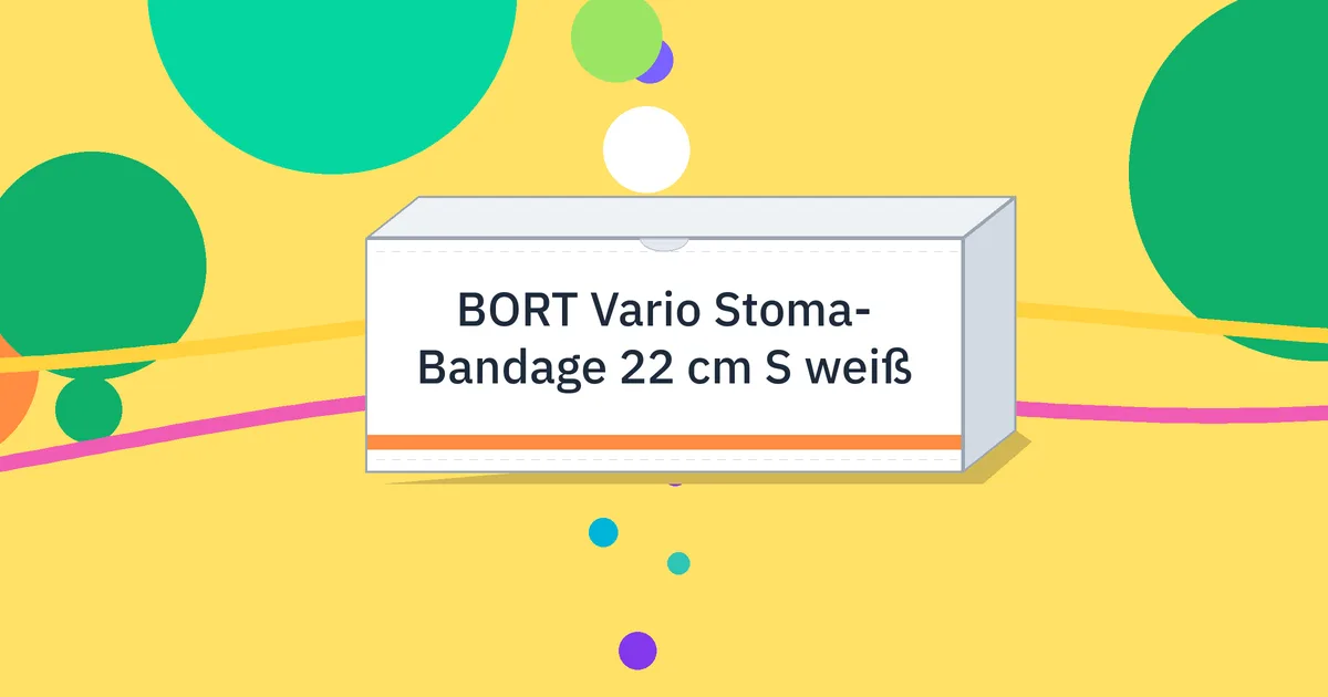 Symbolbild: Packung mit der Aufschrift BORT Vario Stoma-Bandage 22 cm S weiß (PZN 16318862) – Verfügbarkeit und Bezug in Apotheken in Frankfurt am Main