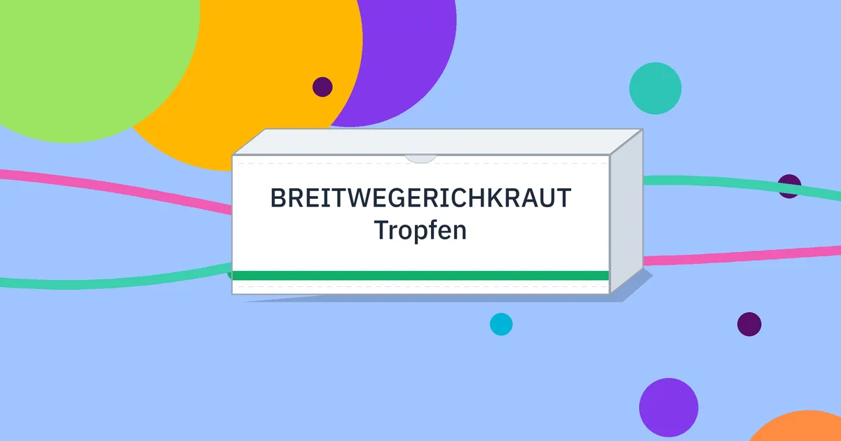 Symbolbild: Packung mit der Aufschrift BREITWEGERICHKRAUT Tropfen (PZN 19657702) – Verfügbarkeit und Bezug in Apotheken in Frankfurt am Main