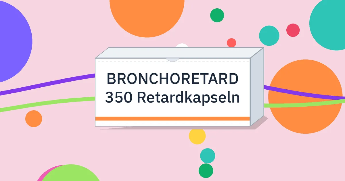 Symbolbild: Packung mit der Aufschrift BRONCHORETARD 350 Retardkapseln (PZN 02363913) – Verfügbarkeit und Bezug in Apotheken in Frankfurt am Main