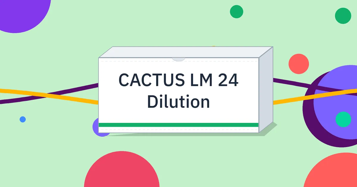 Symbolbild: Packung mit der Aufschrift CACTUS LM 24 Dilution (PZN 12797541) – Verfügbarkeit und Bezug in Apotheken in Frankfurt am Main