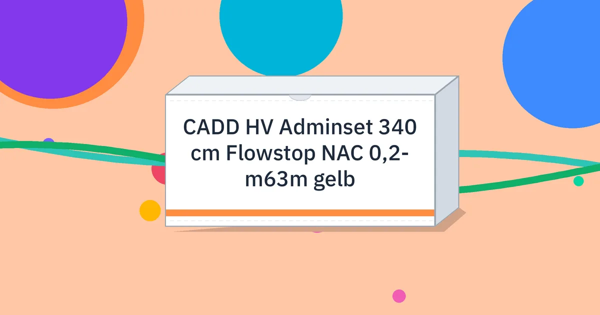 Symbolbild: Packung mit der Aufschrift CADD HV Adminset 340 cm Flowstop NAC 0,2-m63m gelb (PZN 11242315) – Verfügbarkeit und Bezug in Apotheken in Frankfurt am Main