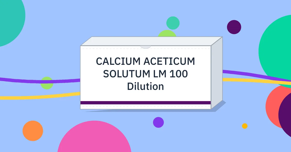 Symbolbild: Packung mit der Aufschrift CALCIUM ACETICUM SOLUTUM LM 100 Dilution (PZN 13407045) – Verfügbarkeit und Bezug in Apotheken in Frankfurt am Main