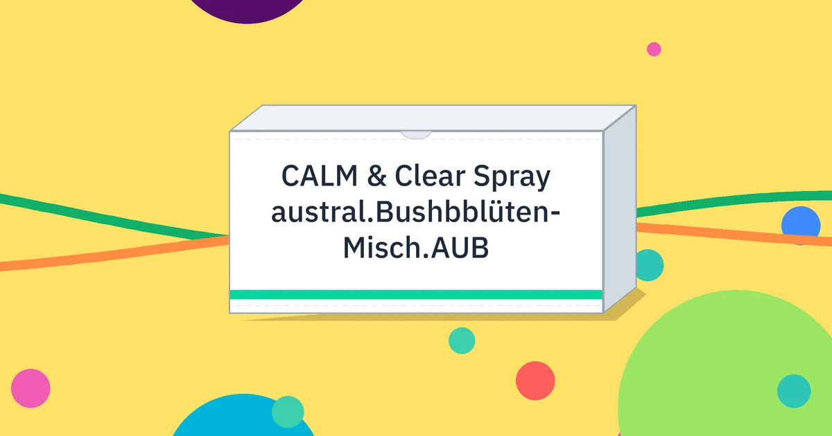 Symbolbild: Packung mit der Aufschrift CALM & Clear Spray austral.Bushbblüten-Misch.AUB (PZN 05046567) – Verfügbarkeit und Bezug in Apotheken in Frankfurt am Main