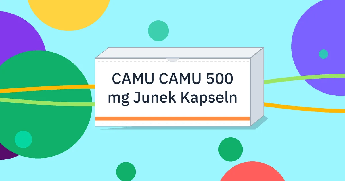 Symbolbild: Packung mit der Aufschrift CAMU CAMU 500 mg Junek Kapseln (PZN 00136722) – Verfügbarkeit und Bezug in Apotheken in Frankfurt am Main