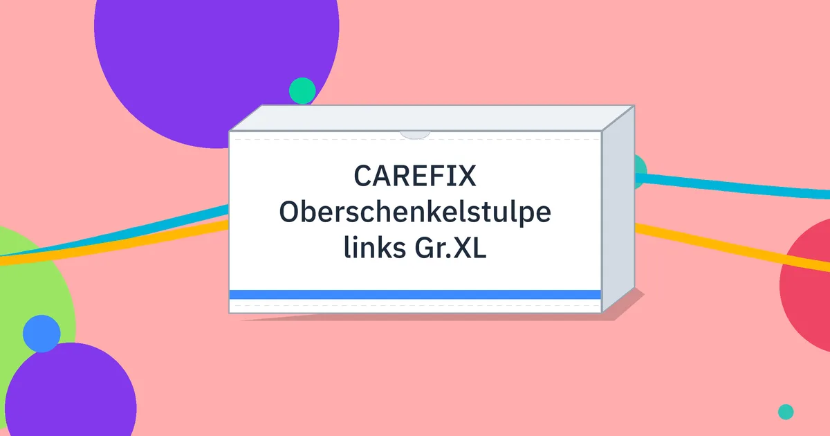 Symbolbild: Packung mit der Aufschrift CAREFIX Oberschenkelstulpe links Gr.XL (PZN 09080408) – Verfügbarkeit und Bezug in Apotheken in Frankfurt am Main