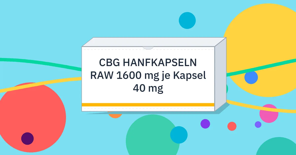 Symbolbild: Packung mit der Aufschrift CBG HANFKAPSELN RAW 1600 mg je Kapsel 40 mg (PZN 15734593) – Verfügbarkeit und Bezug in Apotheken in Frankfurt am Main