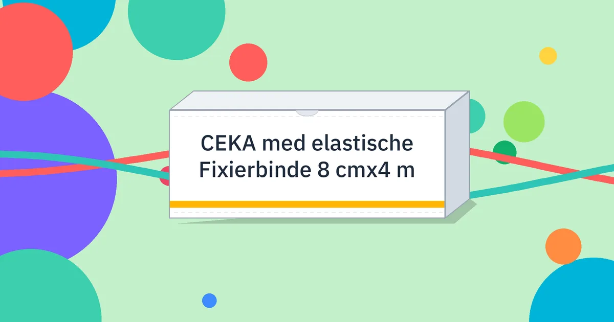 Symbolbild: Packung mit der Aufschrift CEKA med elastische Fixierbinde 8 cmx4 m (PZN 18450815) – Verfügbarkeit und Bezug in Apotheken in Frankfurt am Main