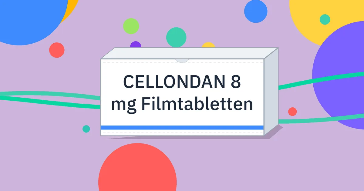 Symbolbild: Packung mit der Aufschrift CELLONDAN 8 mg Filmtabletten (PZN 04890539) – Verfügbarkeit und Bezug in Apotheken in Frankfurt am Main
