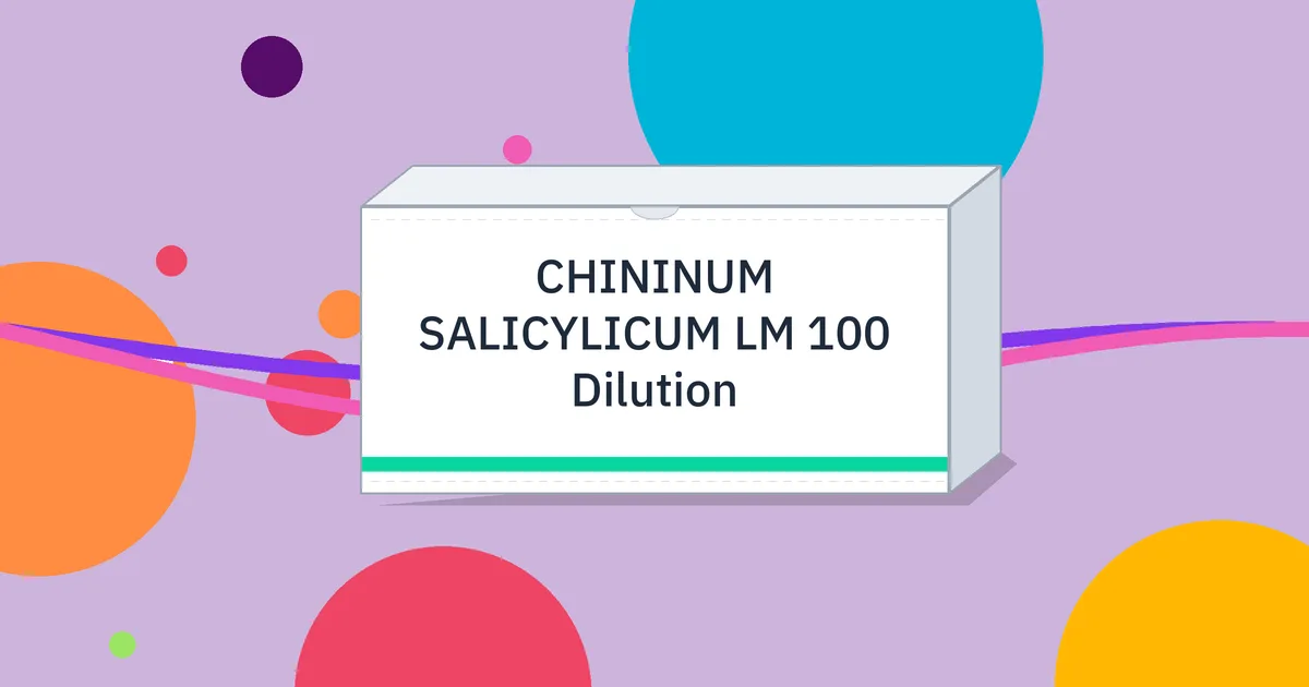 Symbolbild: Packung mit der Aufschrift CHININUM SALICYLICUM LM 100 Dilution (PZN 12815894) – Verfügbarkeit und Bezug in Apotheken in Frankfurt am Main