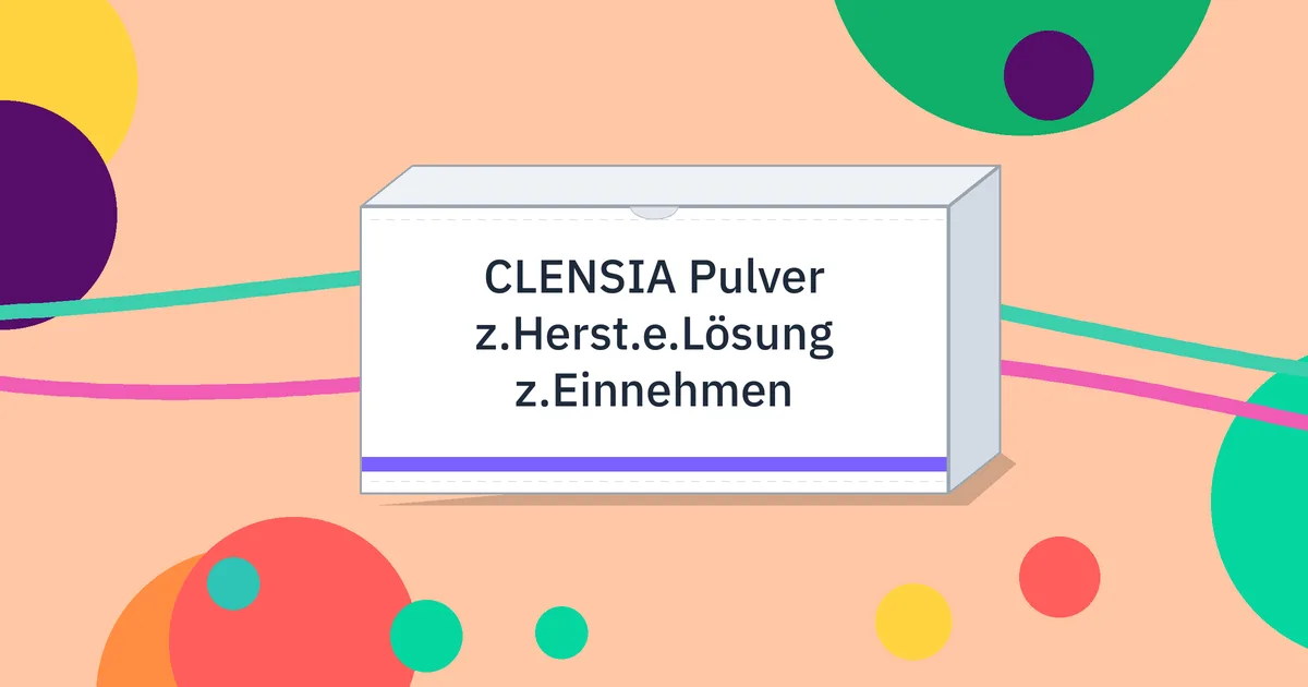 Symbolbild: Packung mit der Aufschrift CLENSIA Pulver z.Herst.e.Lösung z.Einnehmen (PZN 18906994) – Verfügbarkeit und Bezug in Apotheken in Frankfurt am Main