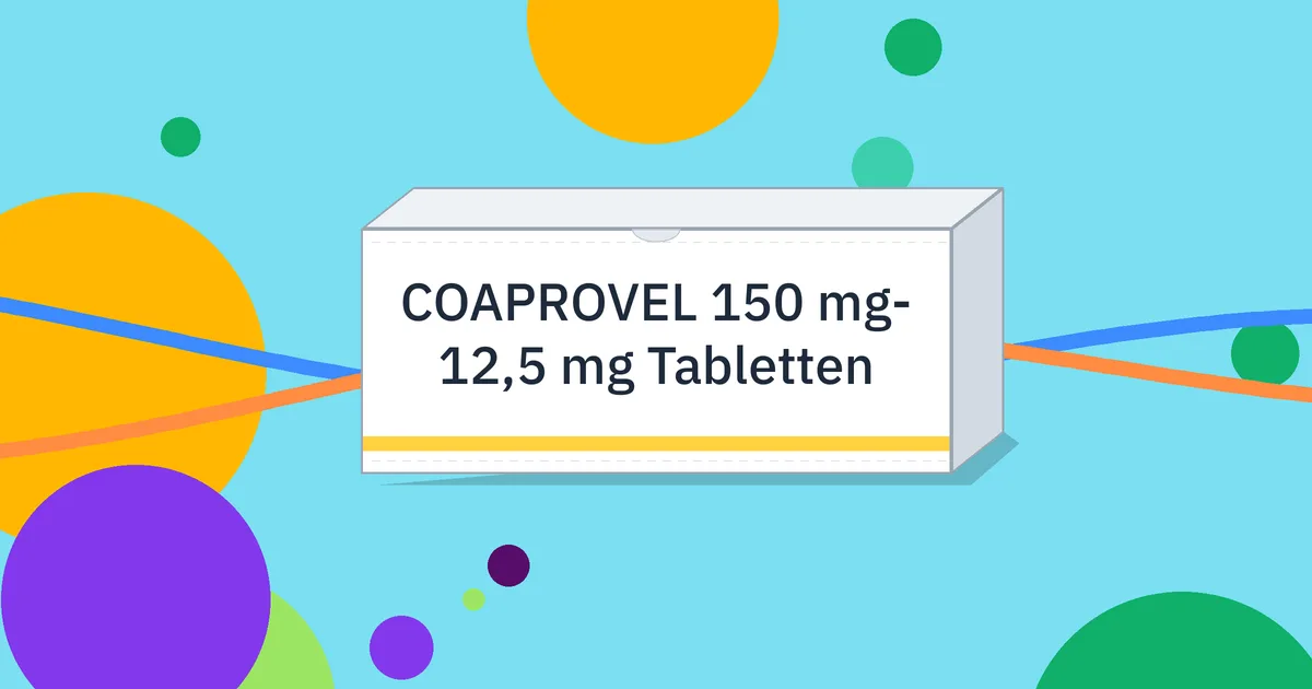 Symbolbild: Packung mit der Aufschrift COAPROVEL 150 mg-12,5 mg Tabletten (PZN 06910944) – Verfügbarkeit und Bezug in Apotheken in Frankfurt am Main