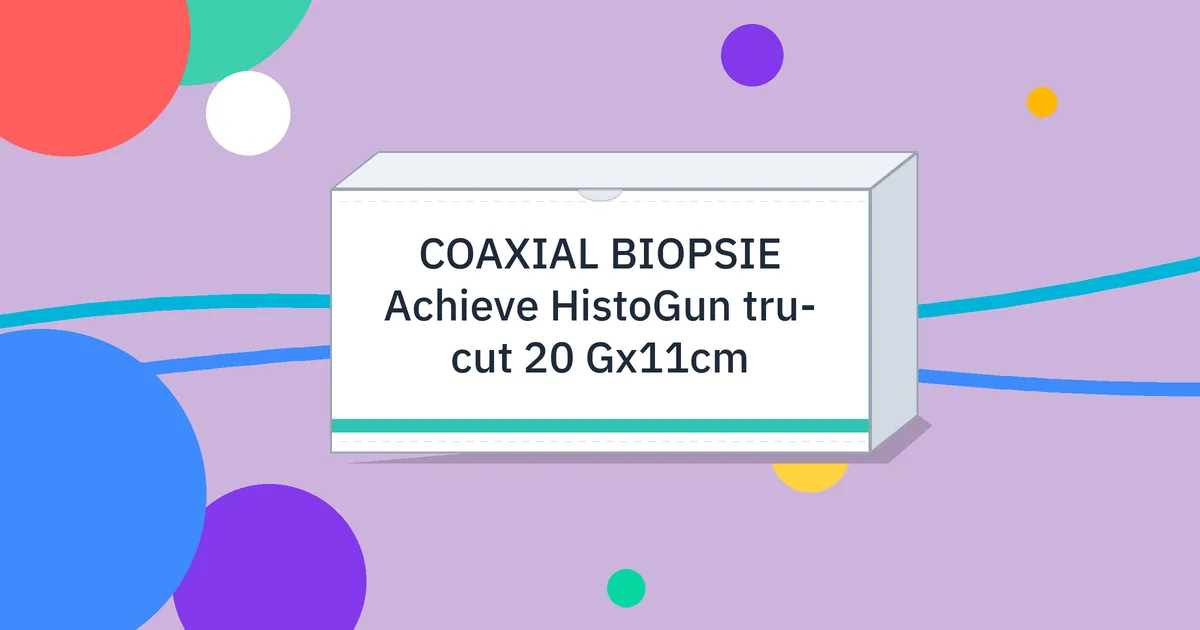 Symbolbild: Packung mit der Aufschrift COAXIAL BIOPSIE Achieve HistoGun tru-cut 20 Gx11cm (PZN 02409667) – Verfügbarkeit und Bezug in Apotheken in Frankfurt am Main