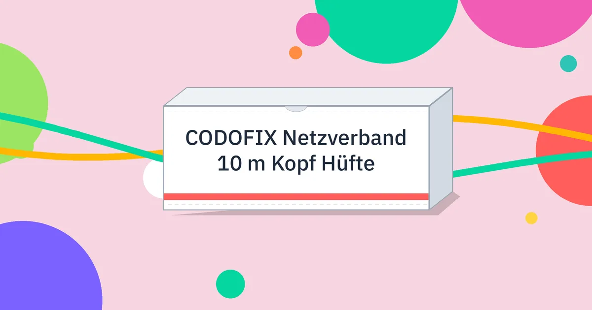 Symbolbild: Packung mit der Aufschrift CODOFIX Netzverband 10 m Kopf Hüfte (PZN 06928200) – Verfügbarkeit und Bezug in Apotheken in Frankfurt am Main