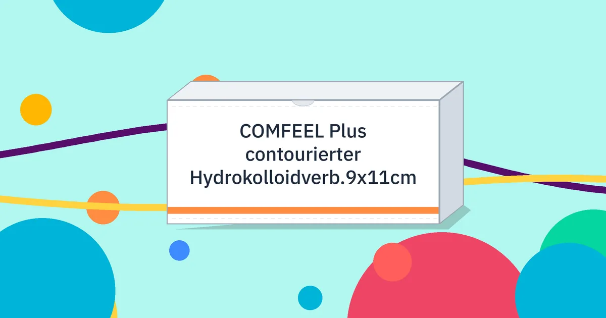 Symbolbild: Packung mit der Aufschrift COMFEEL Plus contourierter Hydrokolloidverb.9x11cm (PZN 12342409) – Verfügbarkeit und Bezug in Apotheken in Frankfurt am Main
