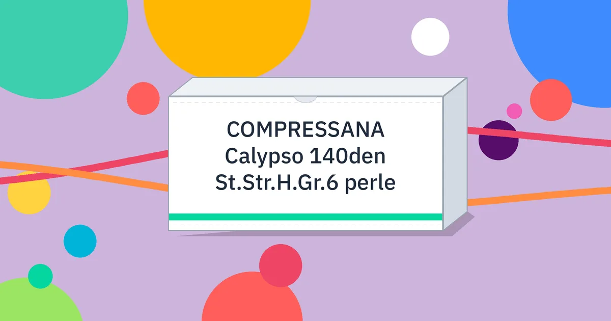 Symbolbild: Packung mit der Aufschrift COMPRESSANA Calypso 140den St.Str.H.Gr.6 perle (PZN 11217642) – Verfügbarkeit und Bezug in Apotheken in Frankfurt am Main
