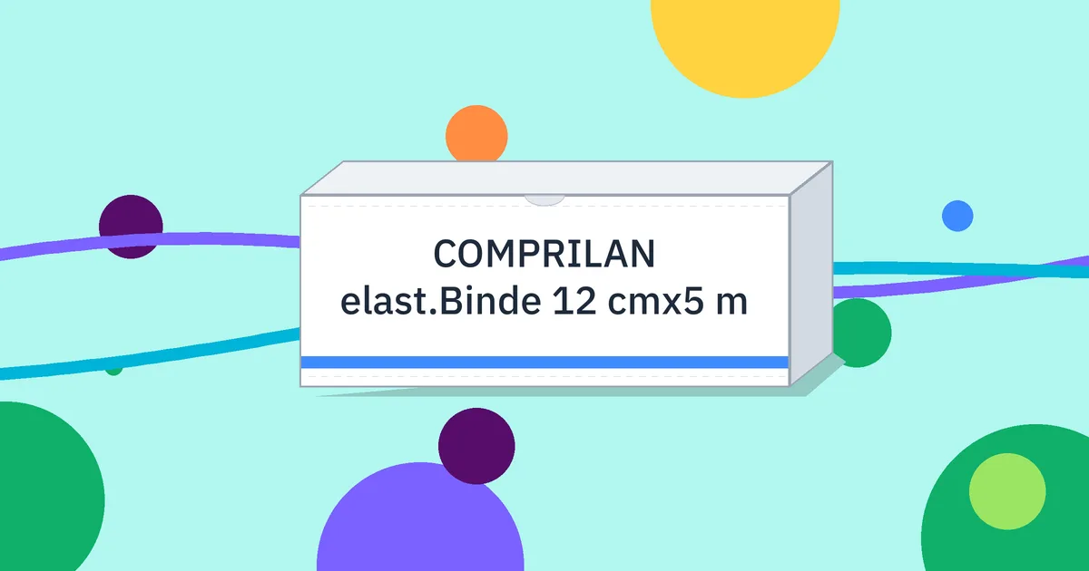 Symbolbild: Packung mit der Aufschrift COMPRILAN elast.Binde 12 cmx5 m (PZN 04592606) – Verfügbarkeit und Bezug in Apotheken in Frankfurt am Main