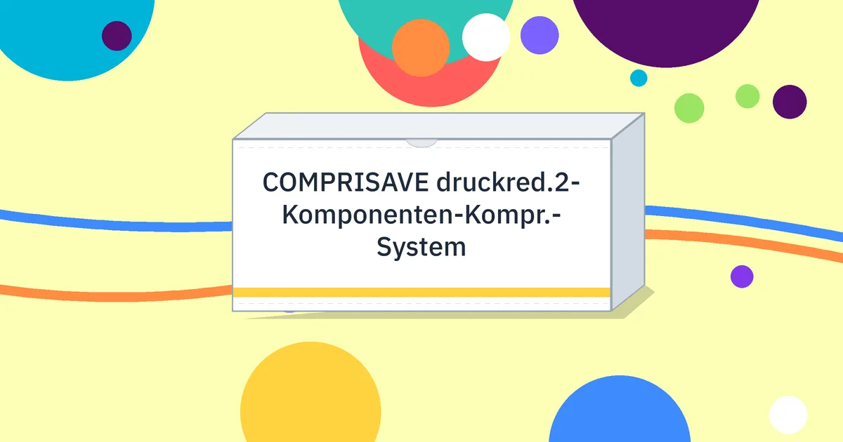 Symbolbild: Packung mit der Aufschrift COMPRISAVE druckred.2-Komponenten-Kompr.-System (PZN 20130271) – Verfügbarkeit und Bezug in Apotheken in Frankfurt am Main