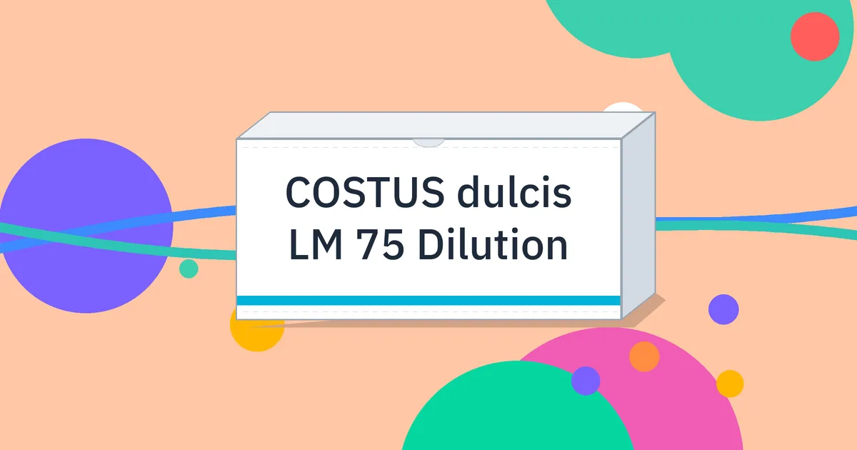 Symbolbild: Packung mit der Aufschrift COSTUS dulcis LM 75 Dilution (PZN 13455185) – Verfügbarkeit und Bezug in Apotheken in Frankfurt am Main
