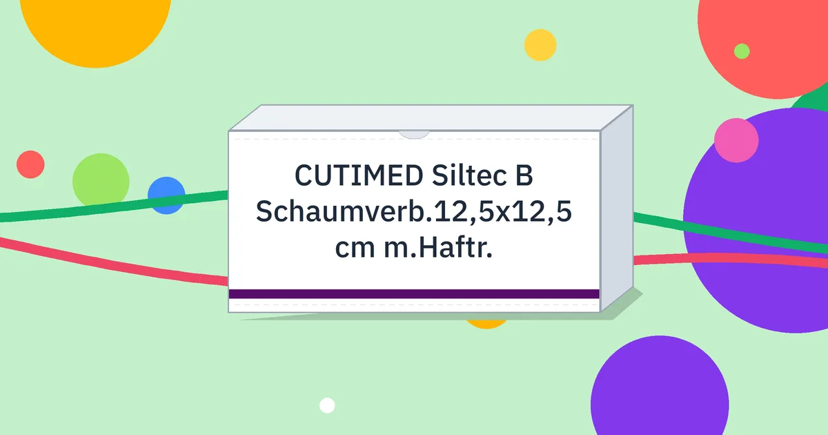 Symbolbild: Packung mit der Aufschrift CUTIMED Siltec B Schaumverb.12,5x12,5 cm m.Haftr. (PZN 17563322) – Verfügbarkeit und Bezug in Apotheken in Frankfurt am Main