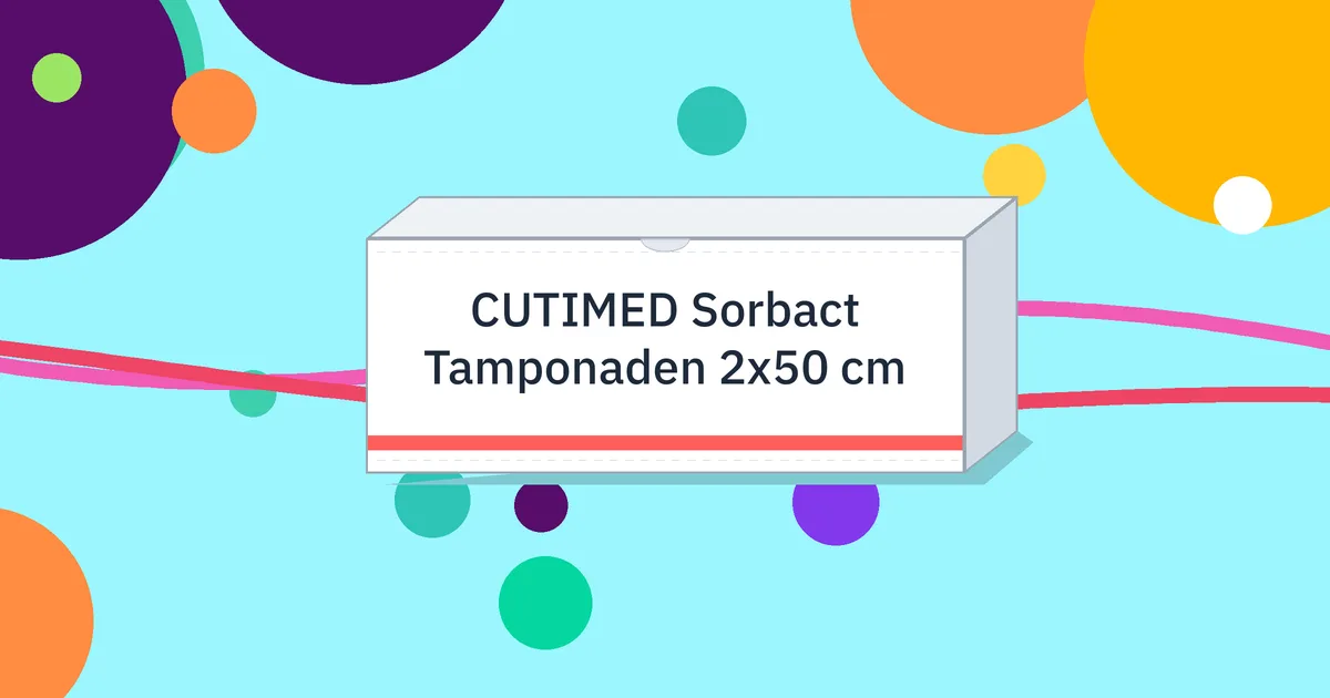 Symbolbild: Packung mit der Aufschrift CUTIMED Sorbact Tamponaden 2x50 cm (PZN 07351731) – Verfügbarkeit und Bezug in Apotheken in Frankfurt am Main