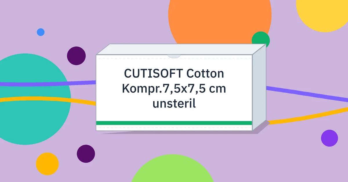 Symbolbild: Packung mit der Aufschrift CUTISOFT Cotton Kompr.7,5x7,5 cm unsteril (PZN 01499355) – Verfügbarkeit und Bezug in Apotheken in Frankfurt am Main
