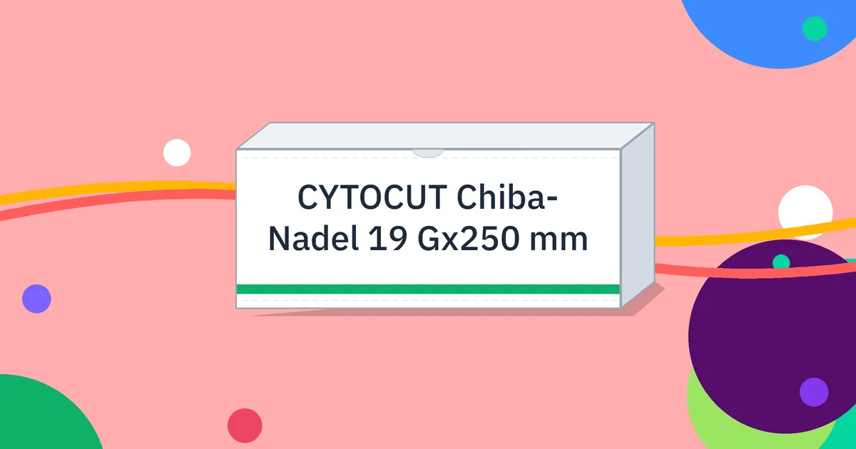 Symbolbild: Packung mit der Aufschrift CYTOCUT Chiba-Nadel 19 Gx250 mm (PZN 19735230) – Verfügbarkeit und Bezug in Apotheken in Frankfurt am Main
